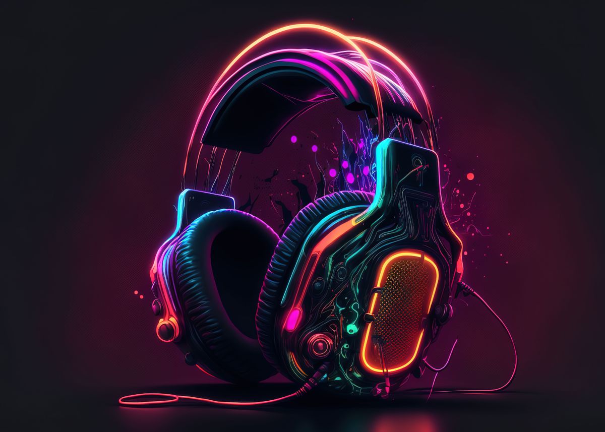 'Live Music Neon ' Poster, picture, metal print, paint by King Kean ...