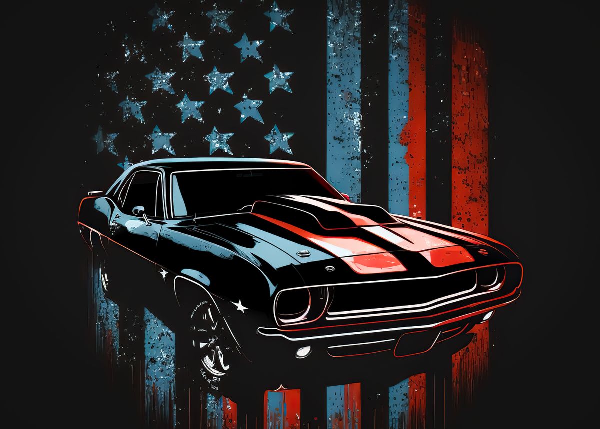 'american muscle car' Poster by Daniaal Odonnell | Displate