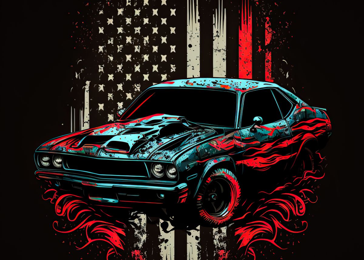 'american muscle car' Poster by Daniaal Odonnell | Displate
