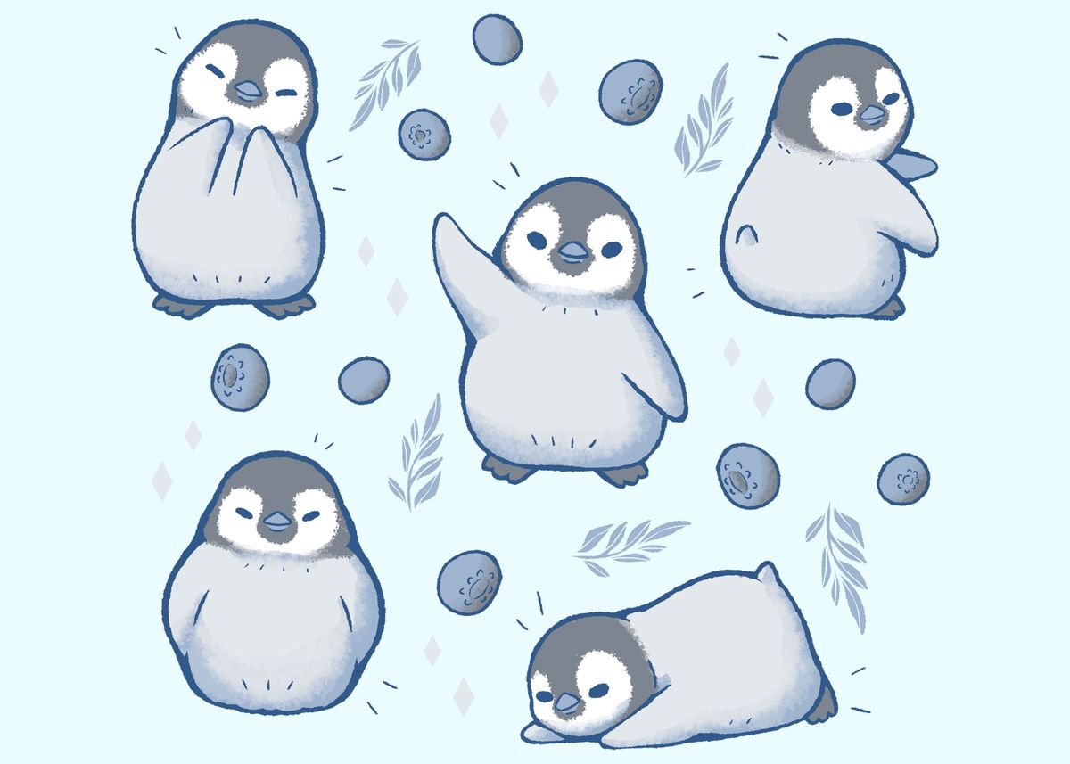 'Cute Penguins' Poster, picture, metal print, paint by xMorfina Elisa ...