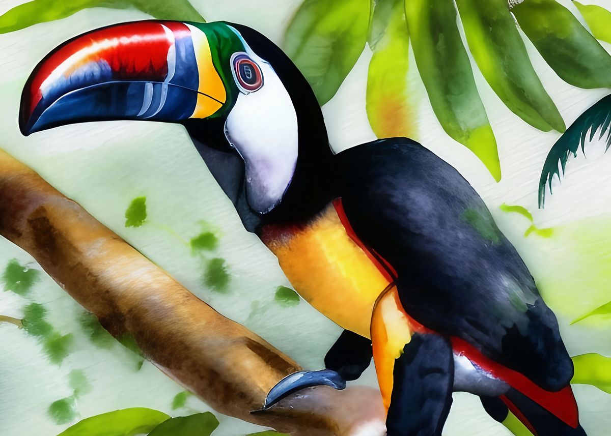 'A colorful toco toucan' Poster, picture, metal print, paint by Sloka ...
