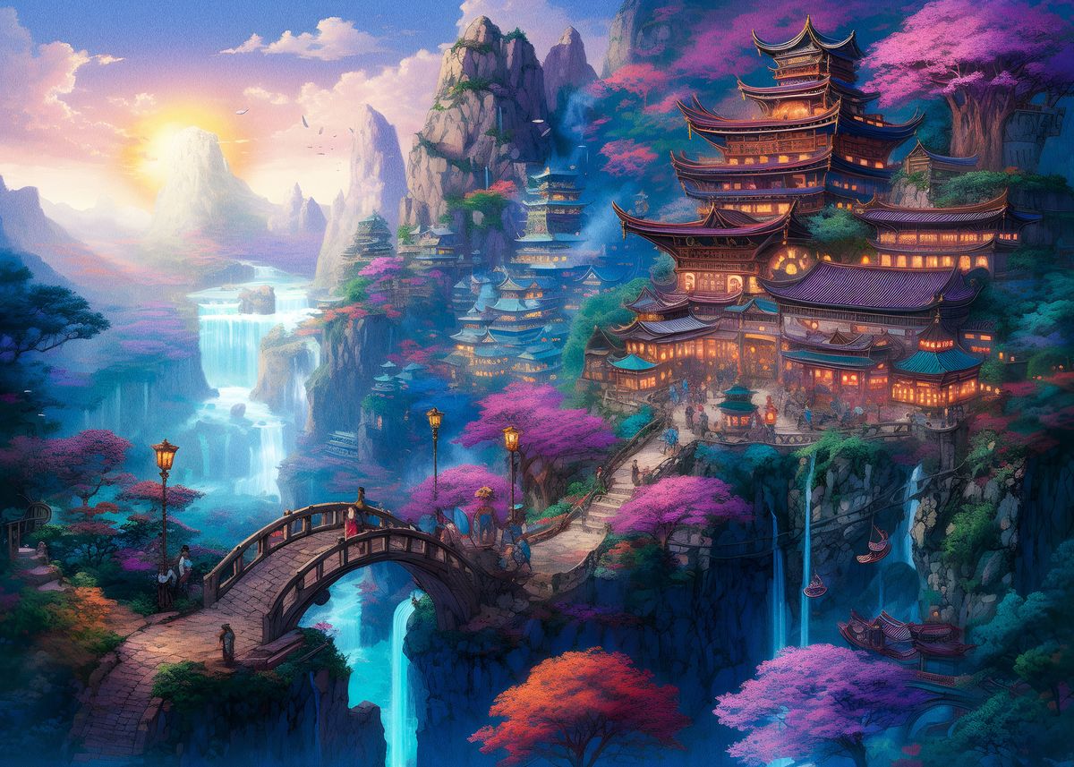 'fantasy landscape 8' Poster, picture, metal print, paint by Muhammad ...