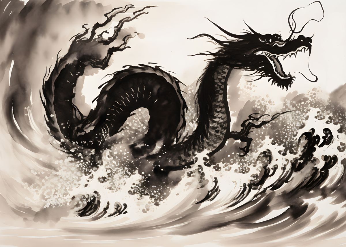 'Dragon Eastern Mythology' Poster, picture, metal print, paint by ...