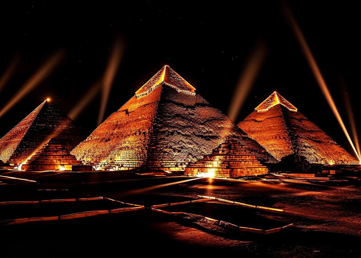 'Lightning pyramids' Poster, picture, metal print, paint by ...