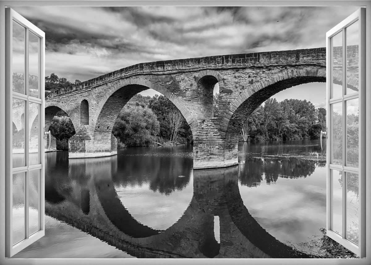 'Window view old bridge' Poster, picture, metal print, paint by Vicen ...