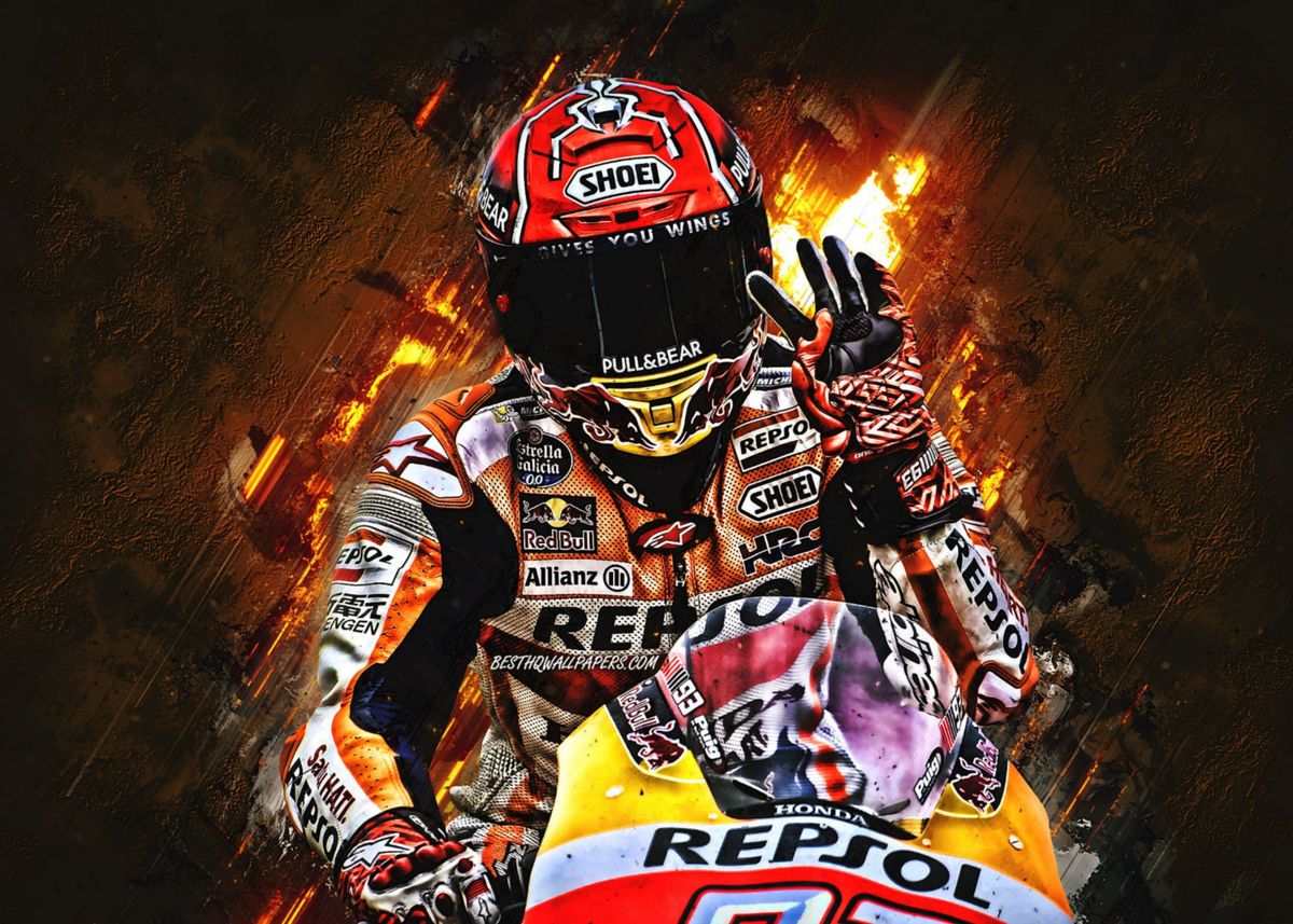 'Marc Marquez' Poster, picture, metal print, paint by Wijaki ...