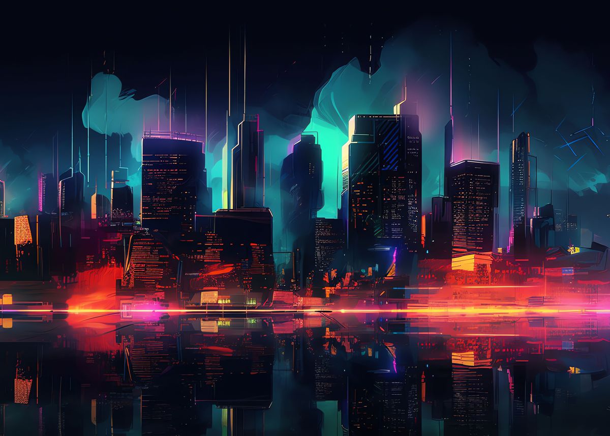 'Retro Cityscapes' Poster, picture, metal print, paint by Examm Studios ...