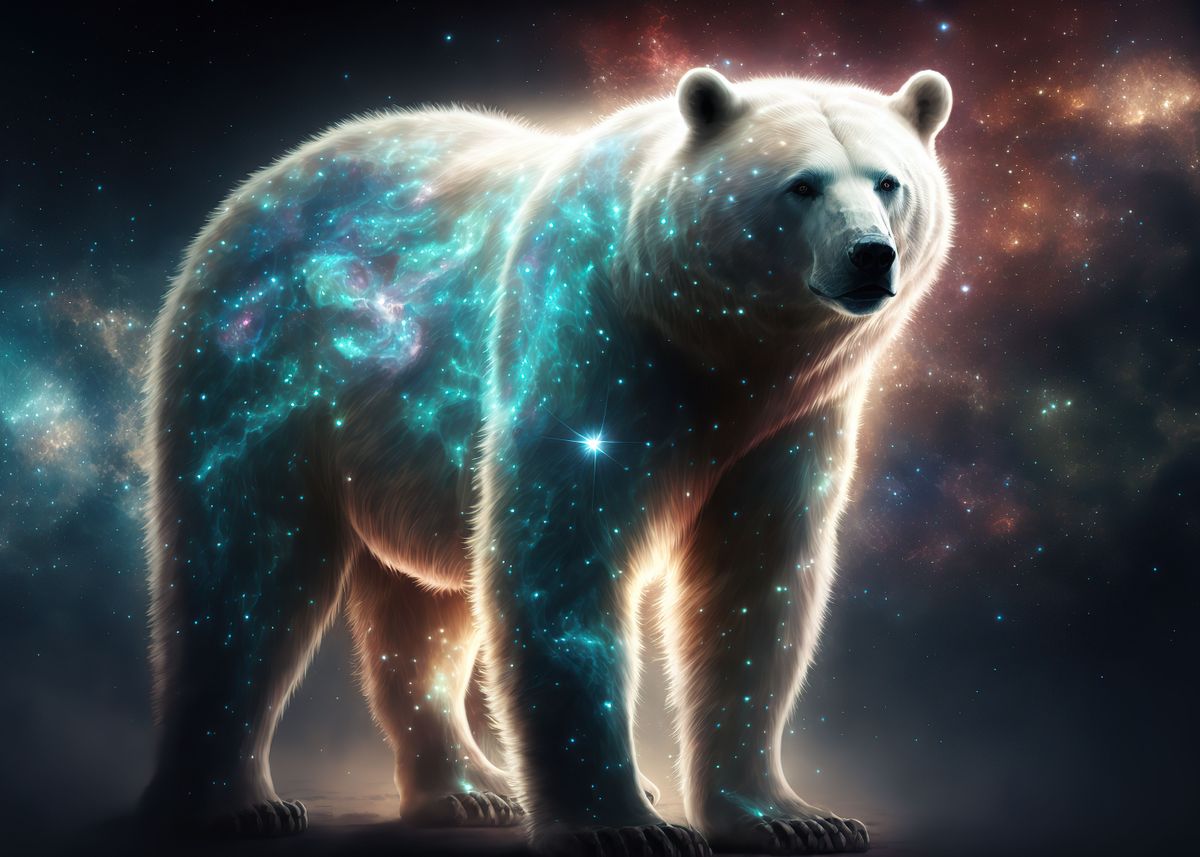 'Galaxy Polar Bear' Poster, picture, metal print, paint by NowFak | Displate