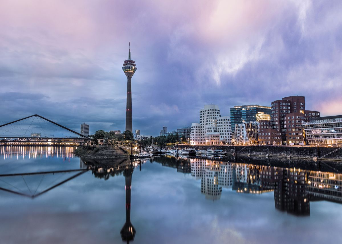 'Dusseldorf Skyline Germany' Poster, picture, metal print, paint by ...