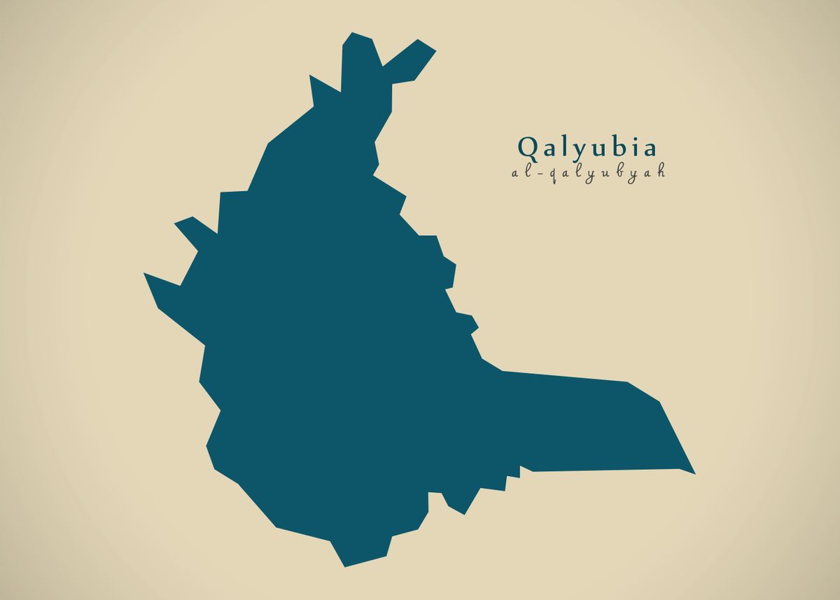 'Qalyubia governorate map' Poster by Ingo Menhard | Displate