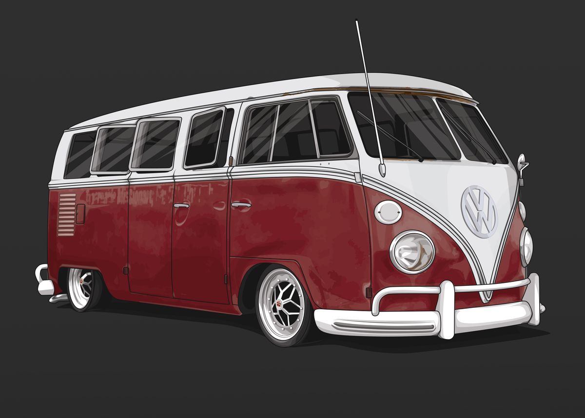 'Static VW T1 Bus Black' Poster, picture, metal print, paint by ...