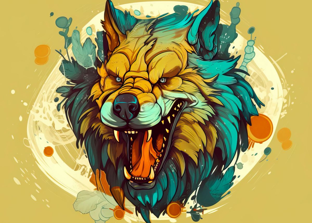 'Cartoon style wolf' Poster, picture, metal print, paint by HildaWarren ...