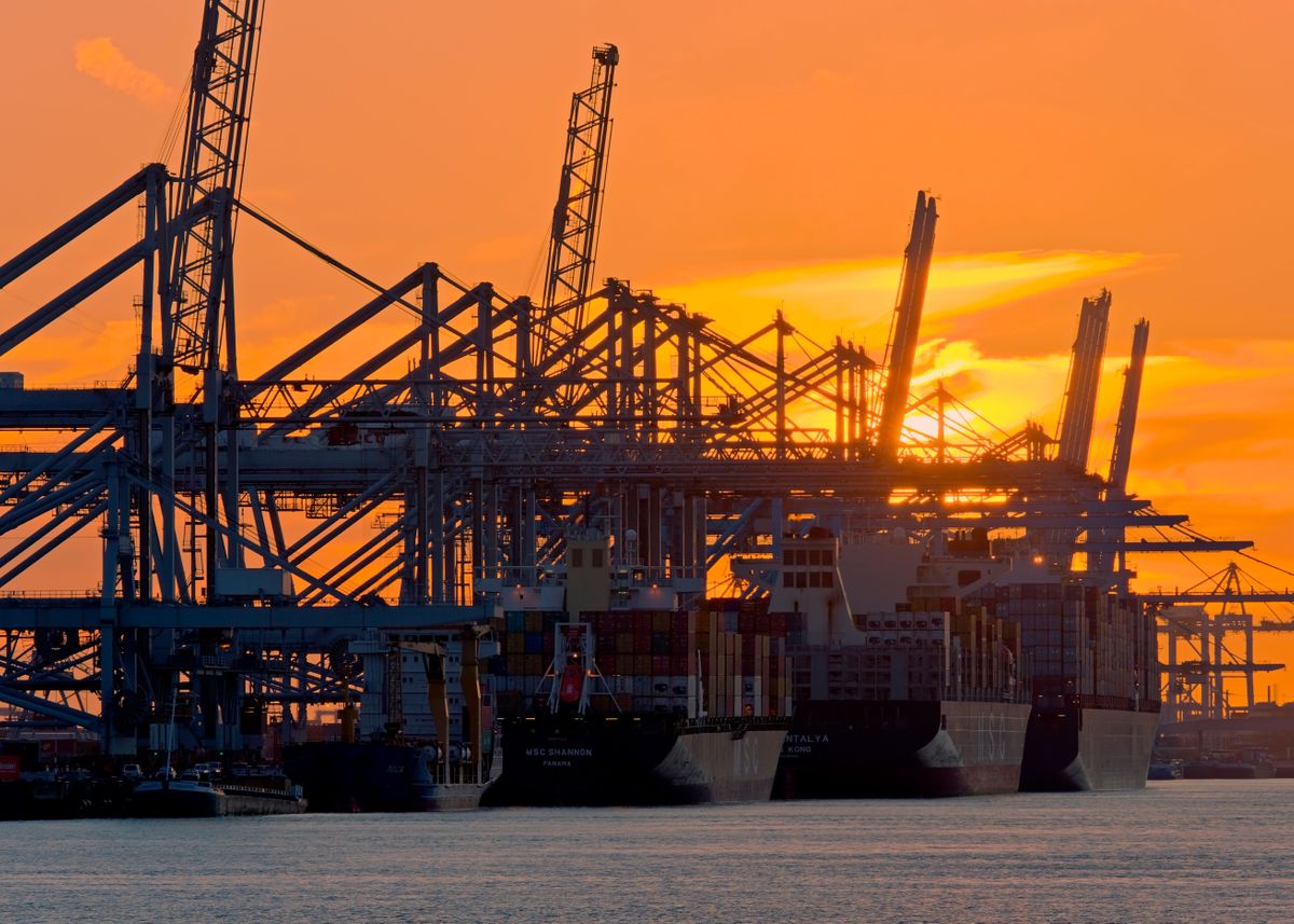 'Harbour Container Cranes' Poster, picture, metal print, paint by Anton ...