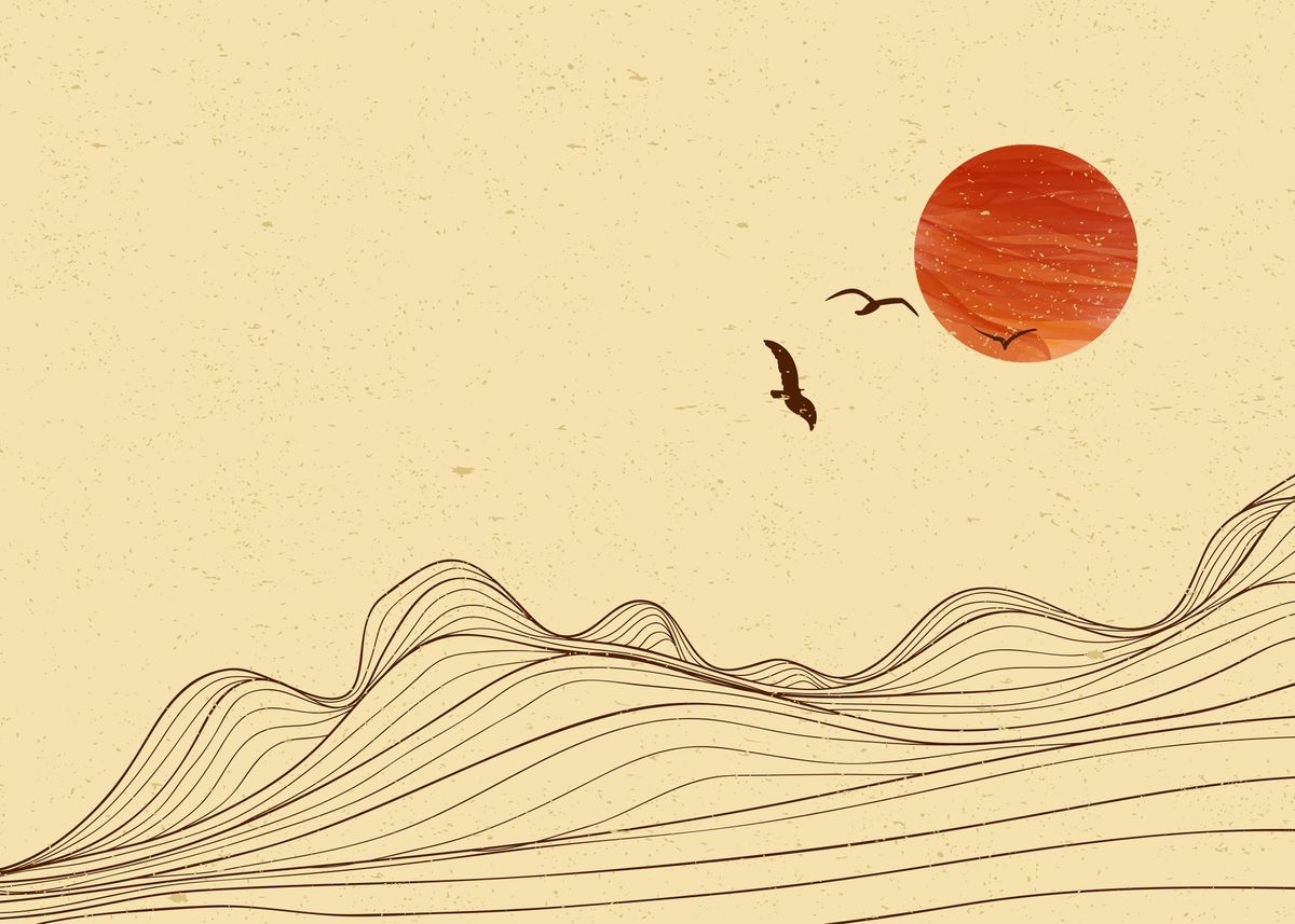 'ABSTRACT MOUNTAIN LINE ART' Poster, picture, metal print, paint by ...