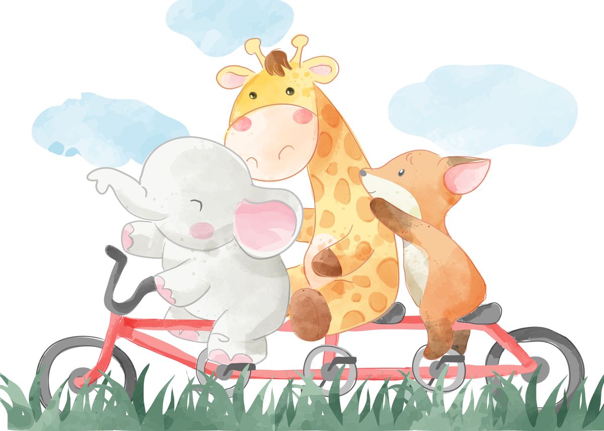 'Cute animal friends' Poster, picture, metal print, paint by Lloyd ...