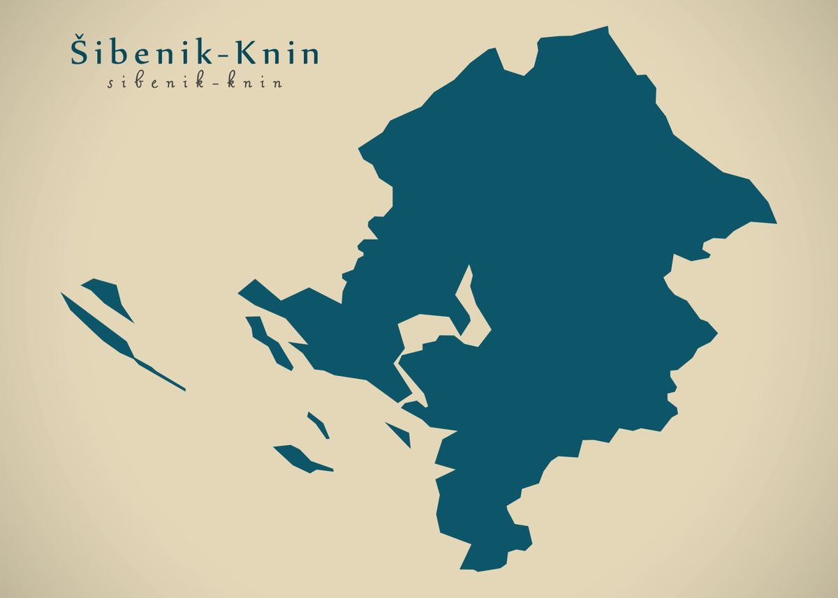 'Sibenik Knin county map' Poster, picture, metal print, paint by Ingo ...