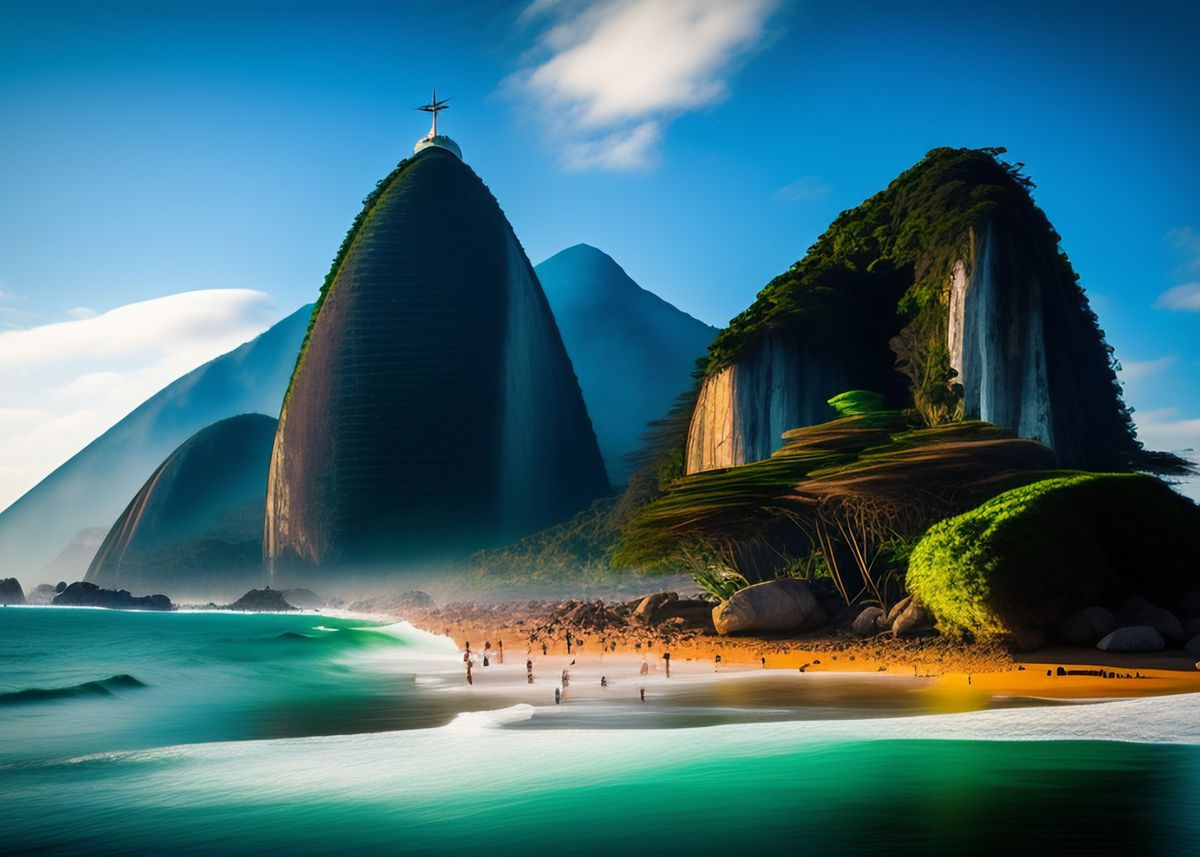 'Seaside City Landscape' Poster, picture, metal print, paint by ALMA ...