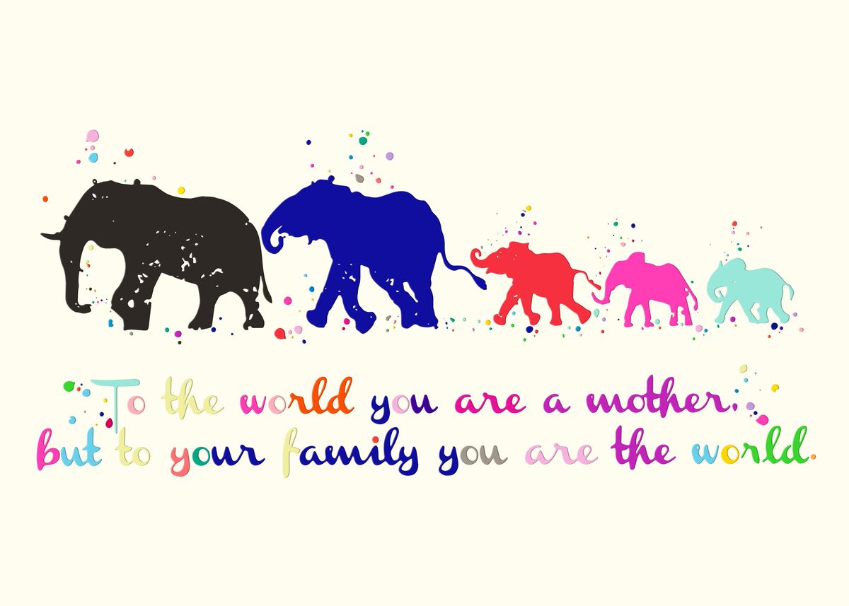 'Elephant Family Mom Dad' Poster, picture, metal print, paint by Dutton Jerrell | Displate