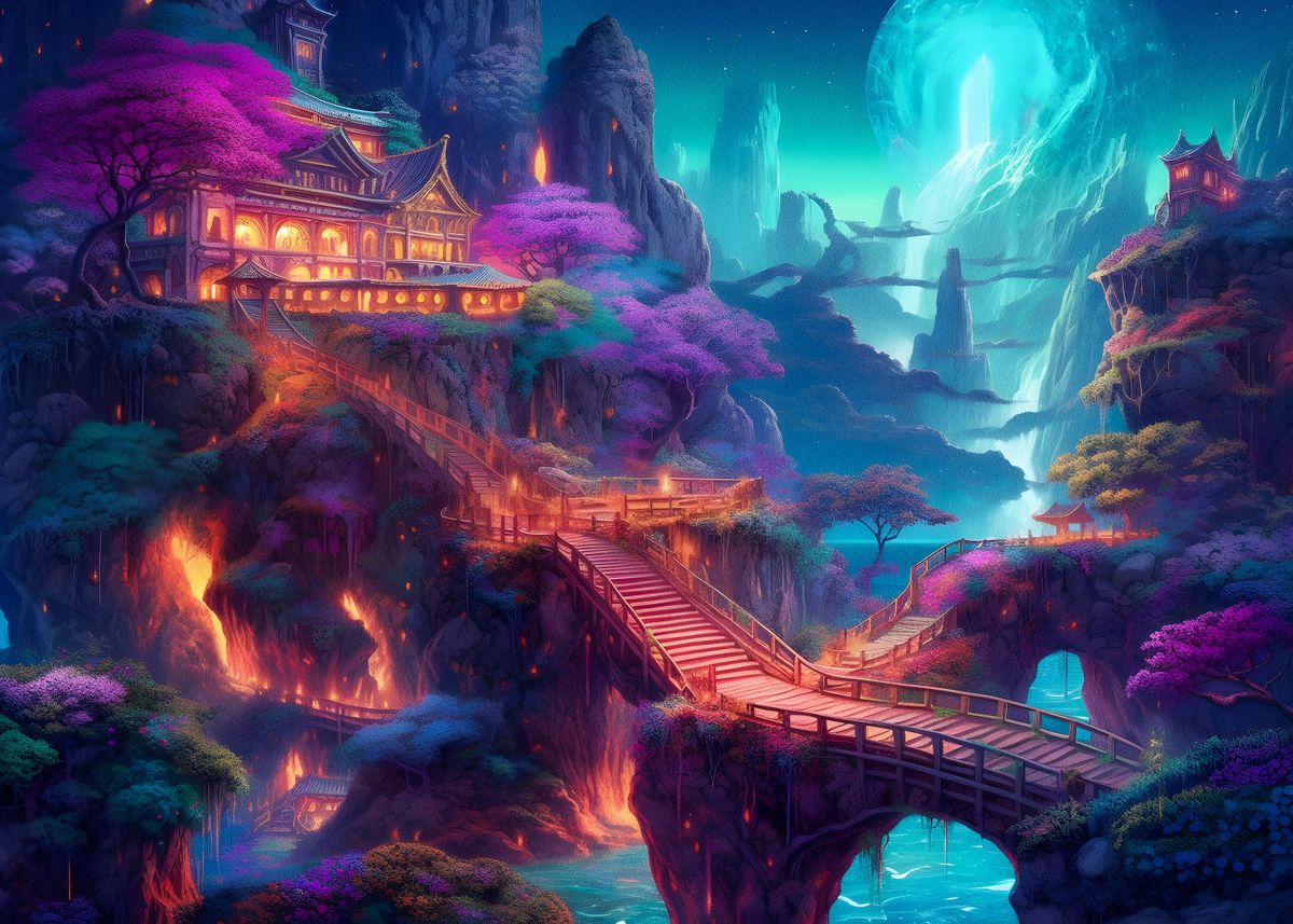 'fantasy magic night' Poster, picture, metal print, paint by Muhammad ...