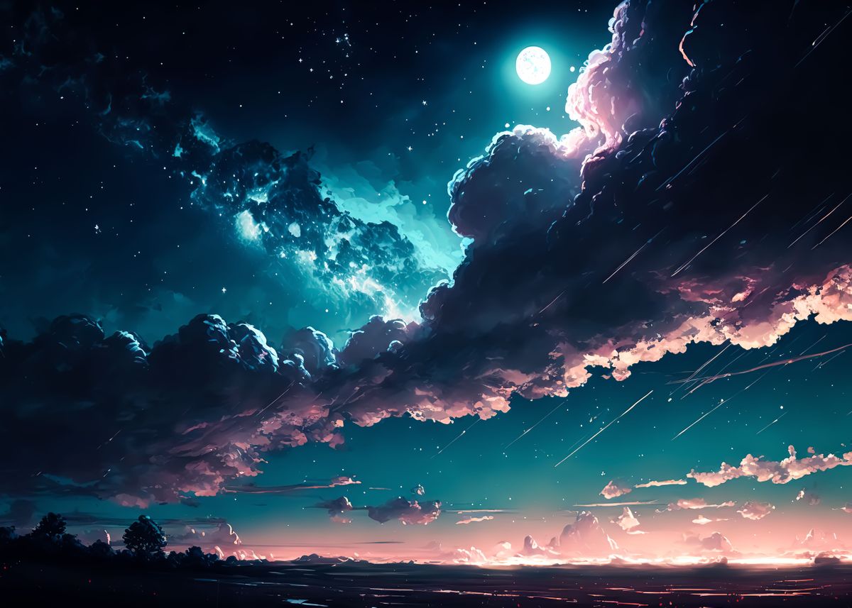 'Night Sky With Stars' Poster, picture, metal print, paint by Audrey ...