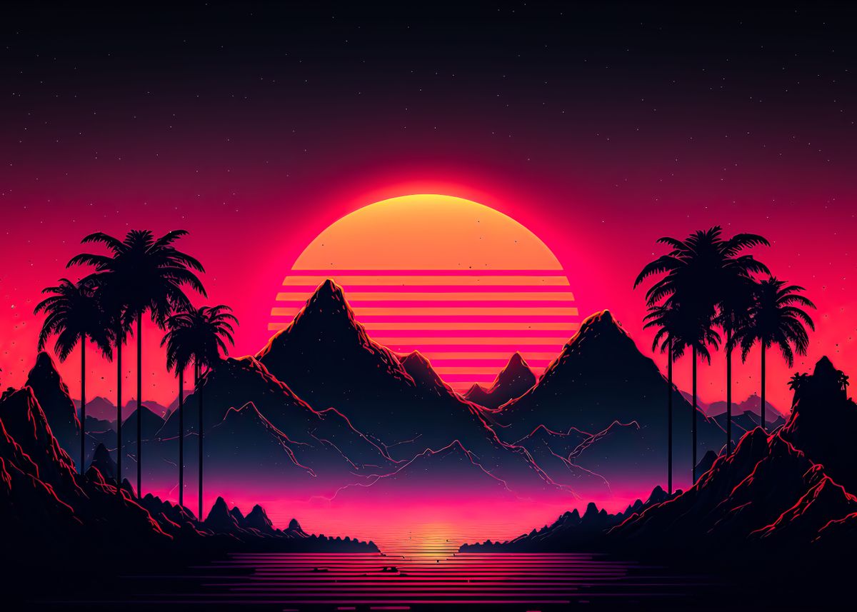 'Synthwave Landscapes' Poster, picture, metal print, paint by Mai Mia ...