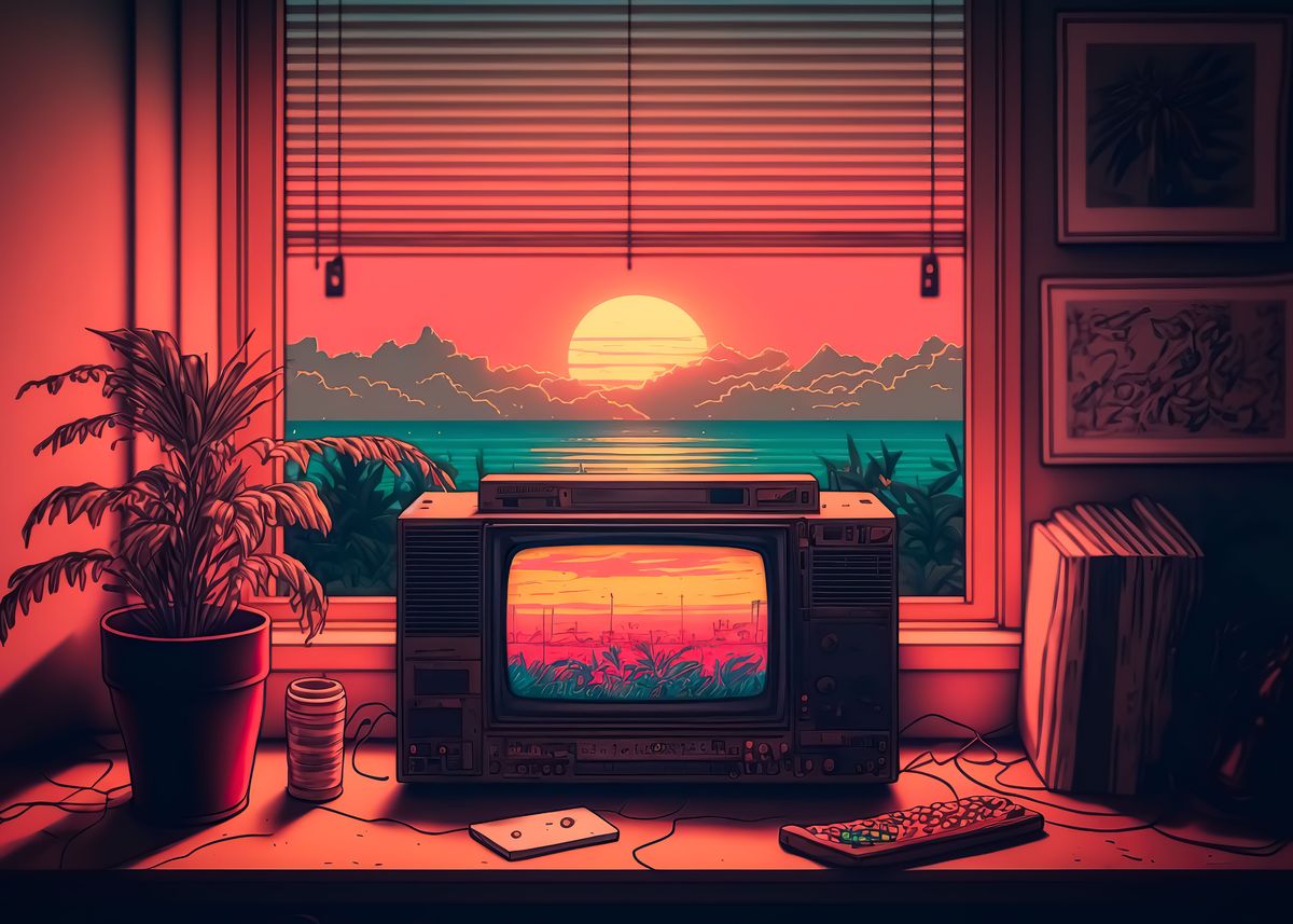 'Vaporwave Retrovision' Poster, picture, metal print, paint by Edie ...