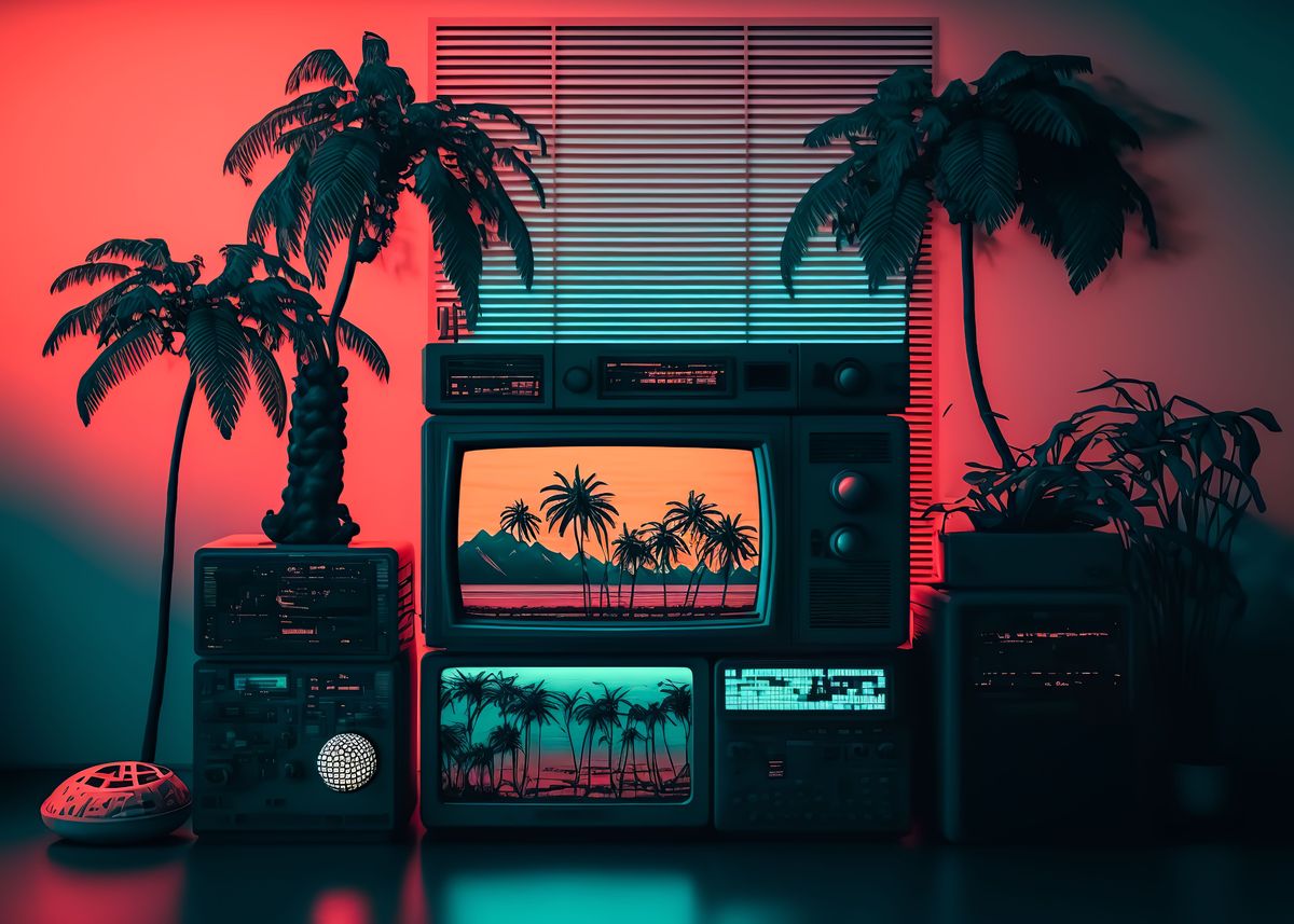 'Vaporwave Retrovision' Poster, picture, metal print, paint by Edie ...