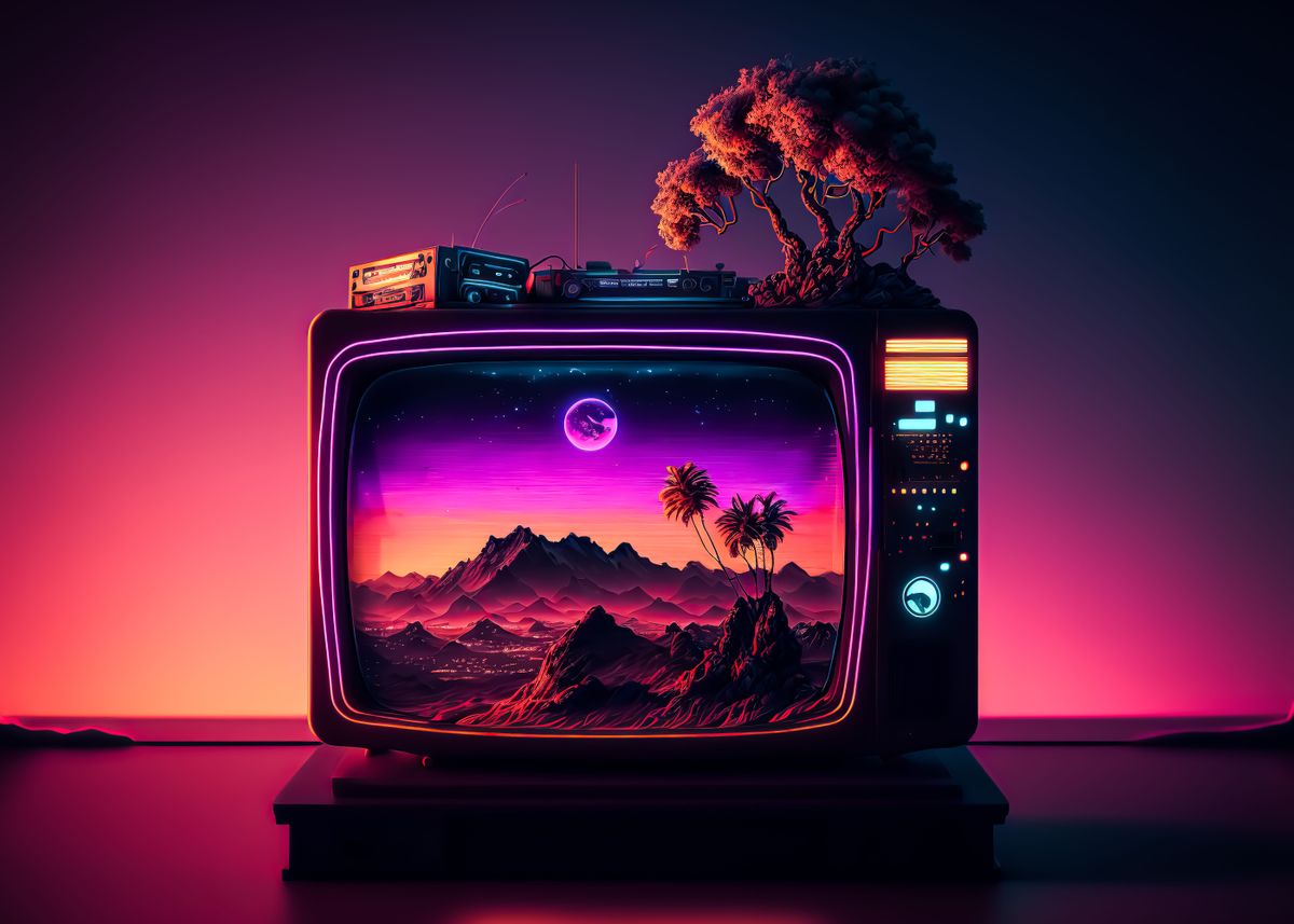 'Vaporwave Retrovision' Poster, picture, metal print, paint by Edie ...