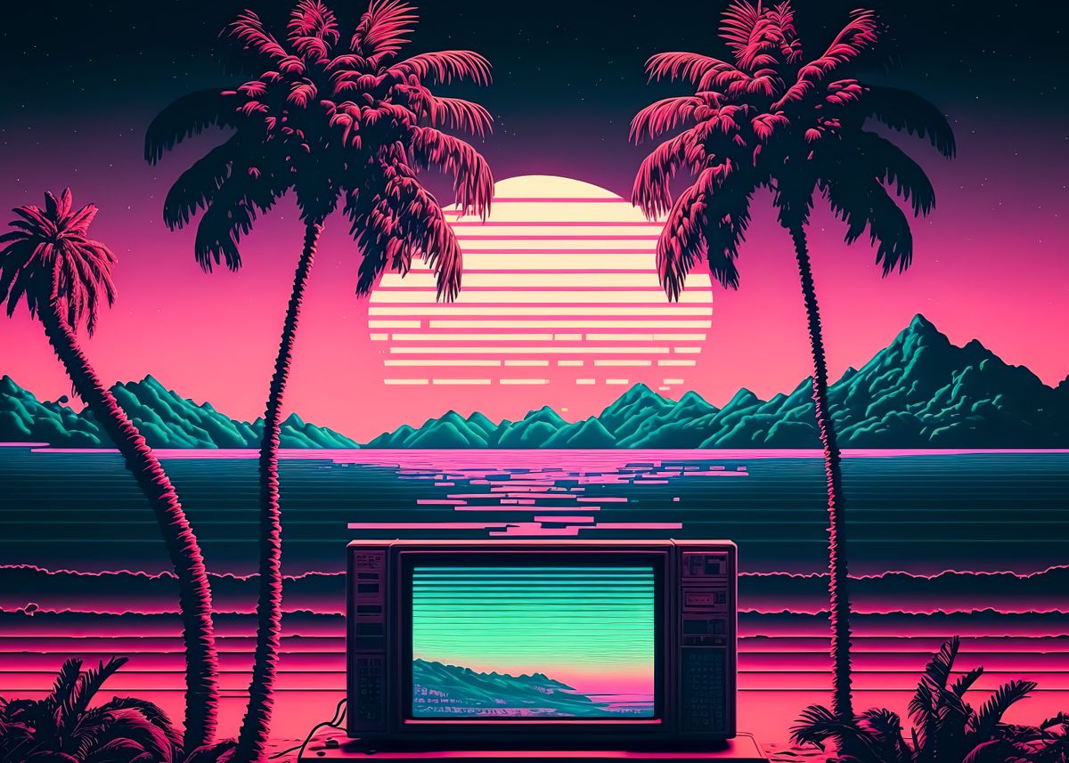 'Vaporwave Retrovision' Poster by Edie Hodges | Displate