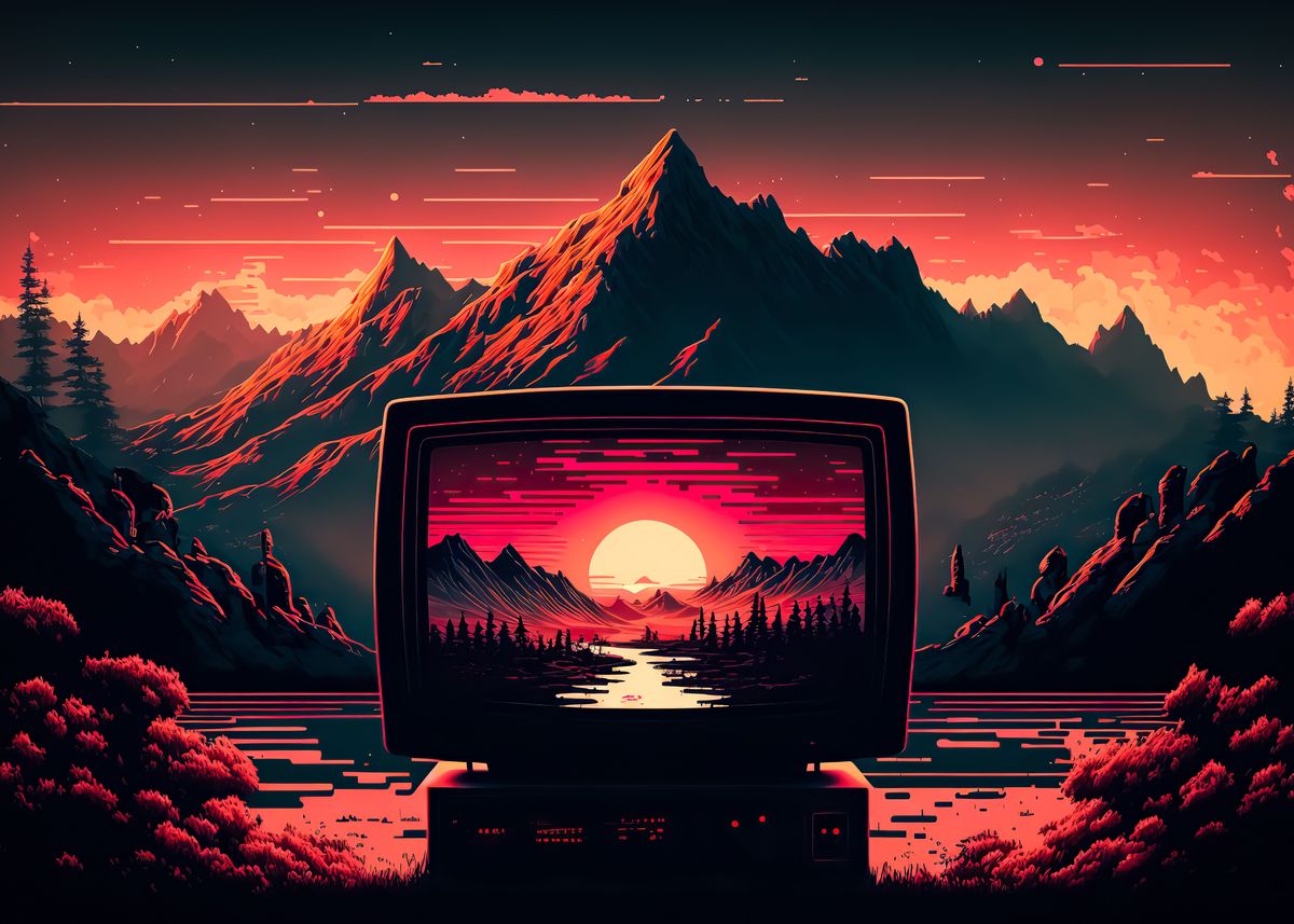 'Vaporwave Retrovision' Poster, picture, metal print, paint by Edie ...