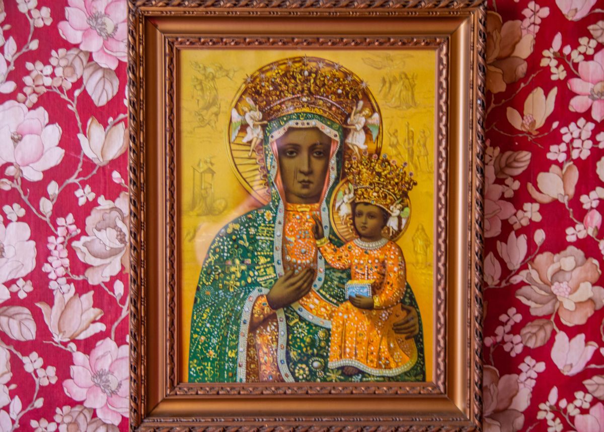 'Holy frame and floral wall' Poster, picture, metal print, paint by ...