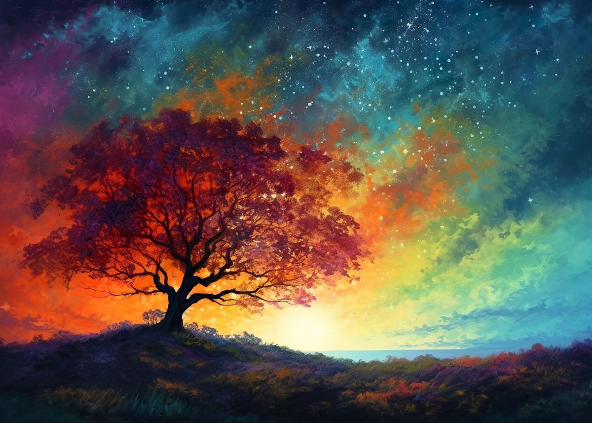 'Colorful Starry Sky' Poster, picture, metal print, paint by Quasarai ...
