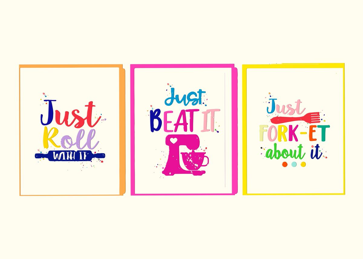 'Kitchen Quote Set' Poster, picture, metal print, paint by Dutton Jerrell | Displate