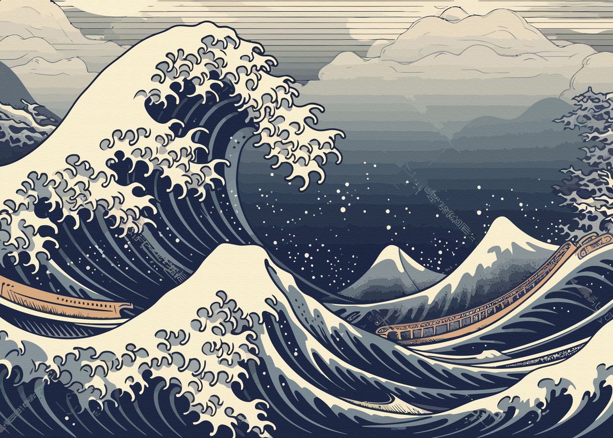 'Great Japanese wave' Poster, picture, metal print, paint by ...