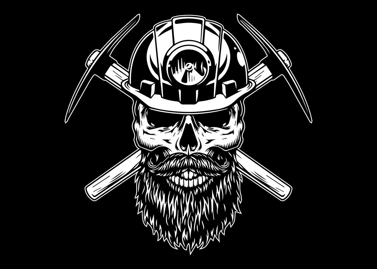 'Gold Mining Miner Skull' Poster, picture, metal print, paint by ...