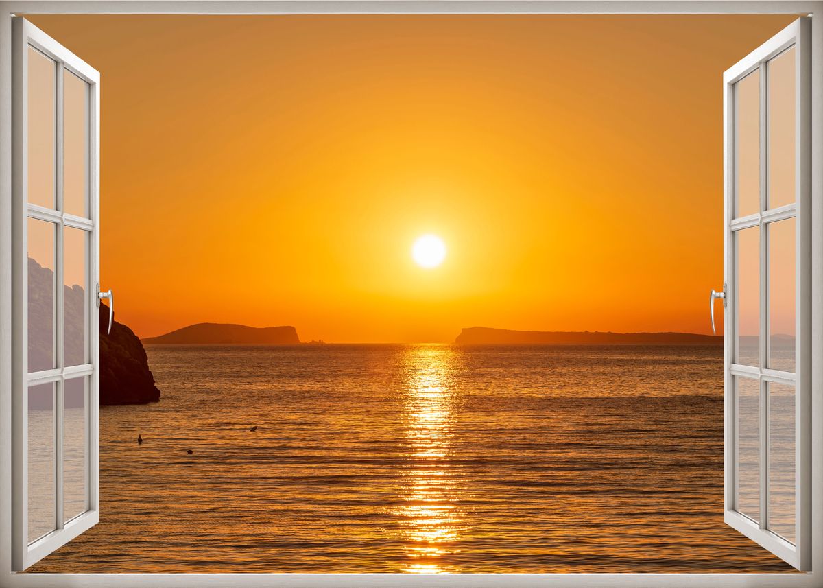 'Window view sea landscape' Poster, picture, metal print, paint by ...
