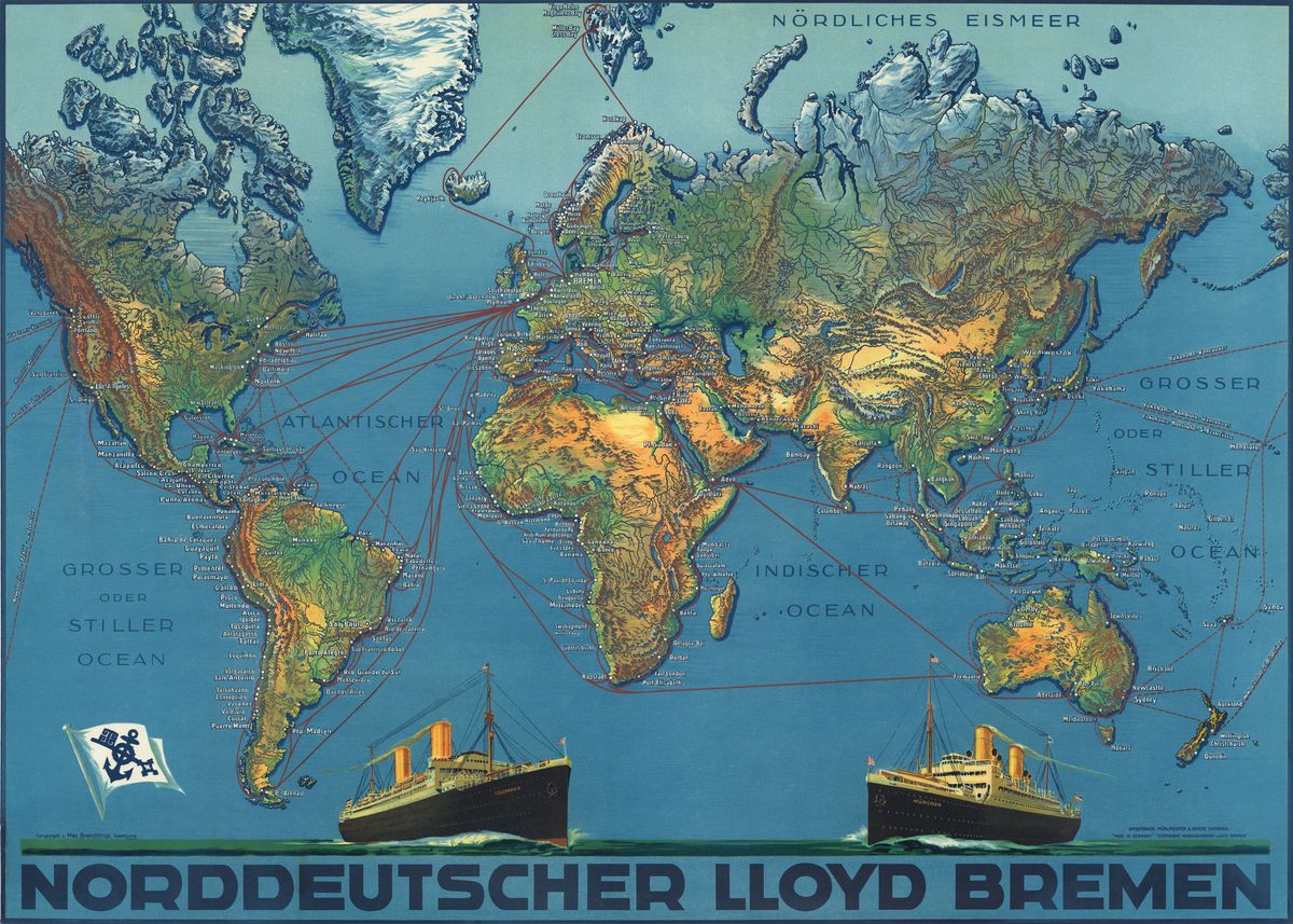 '1928 World Map' Poster, picture, metal print, paint by Sam Kal | Displate