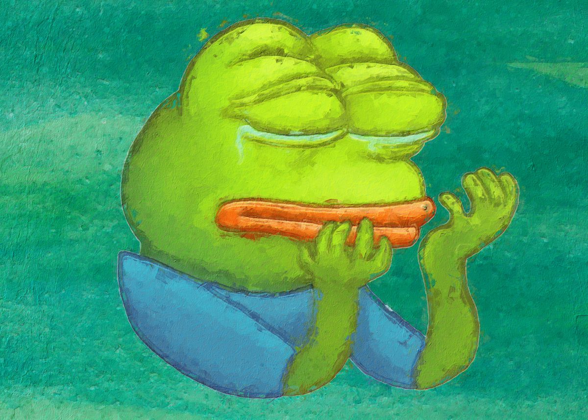 'Pepe the frog meme' Poster, picture, metal print, paint by Meme Daily ...