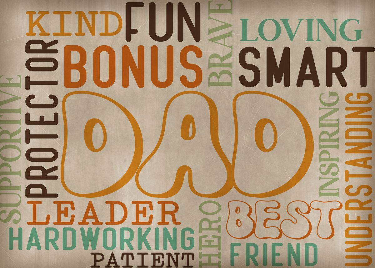 'Dad Typography Cute' Poster, picture, metal print, paint by XandYart ...