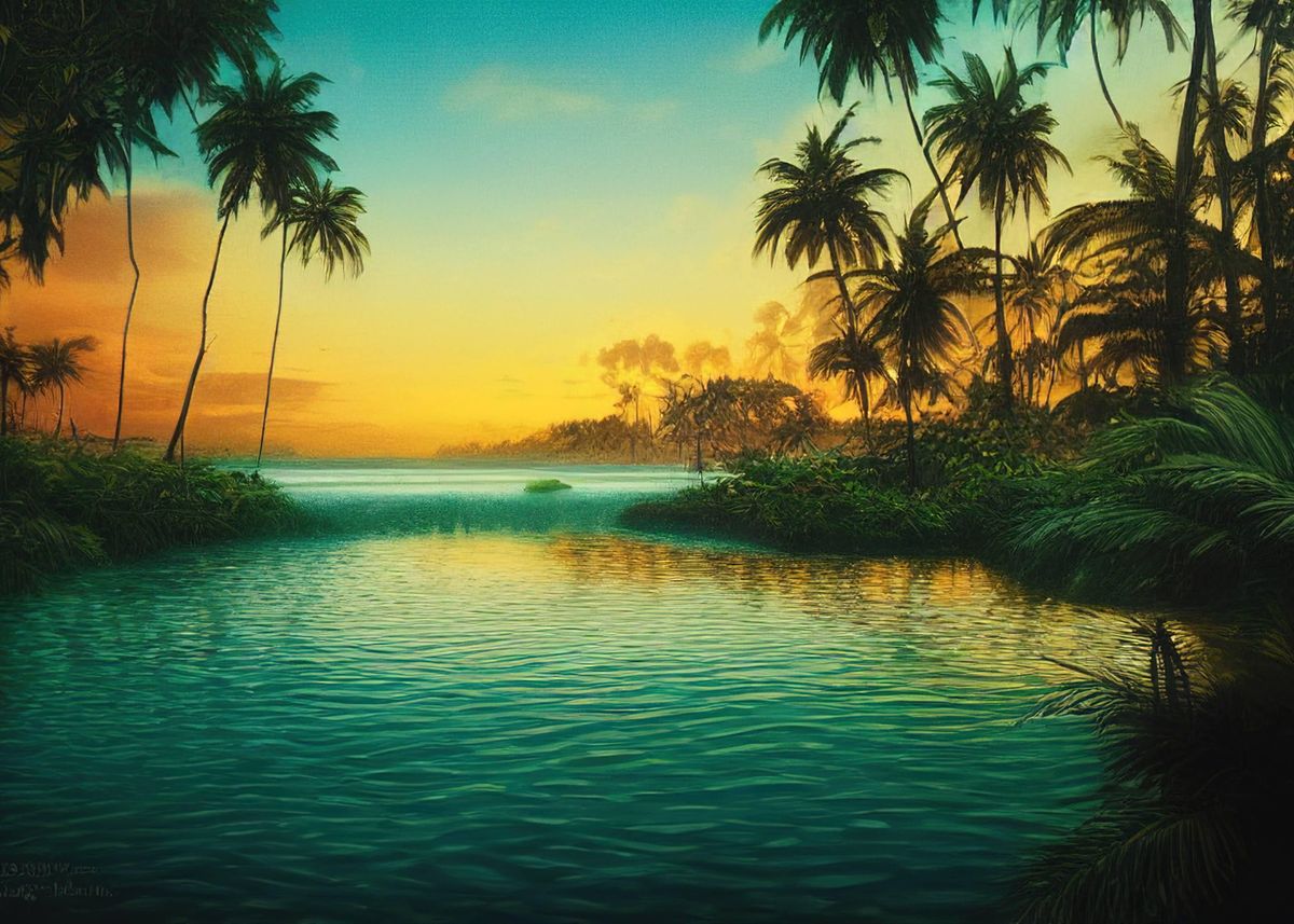 'Tropical Estuary ' Poster, picture, metal print, paint by Sam Brady ...