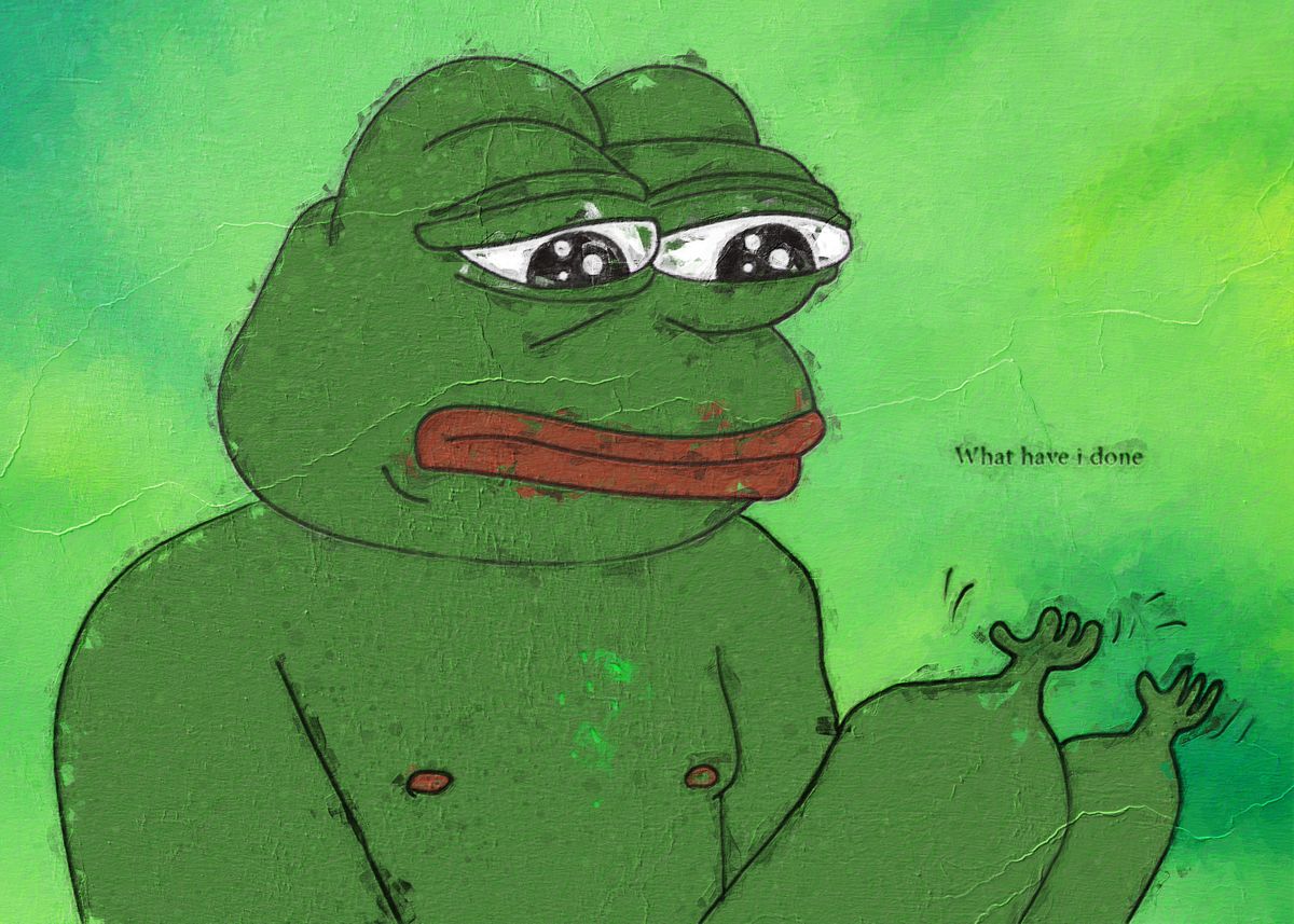 'Pepe the frog meme' Poster, picture, metal print, paint by Meme Daily ...