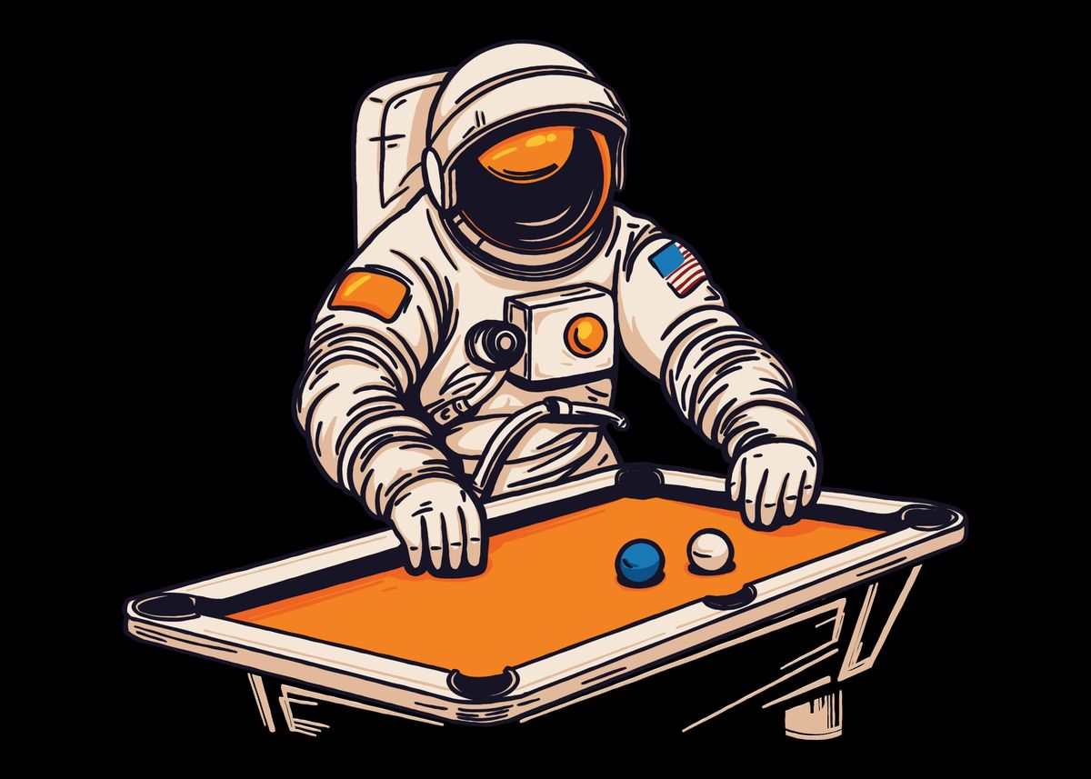 'Billiards Pool Astronaut' Poster, picture, metal print, paint by ...