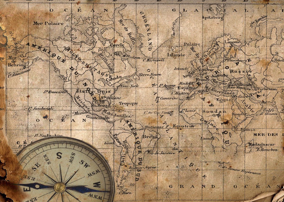 'Old Map' Poster, picture, metal print, paint by Ander HaRRy | Displate