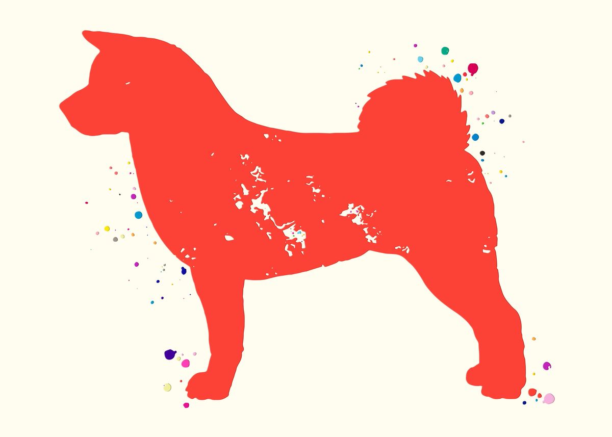 'Akita Dog ' Poster, picture, metal print, paint by Dutton Jerrell | Displate