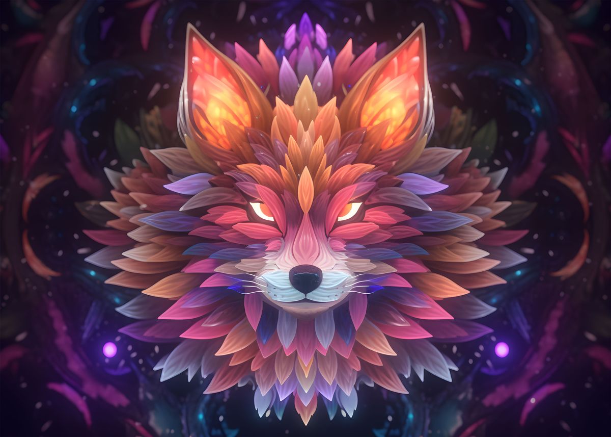 'Cyberpunk Kitsune Tail Fox' Poster, picture, metal print, paint by ...