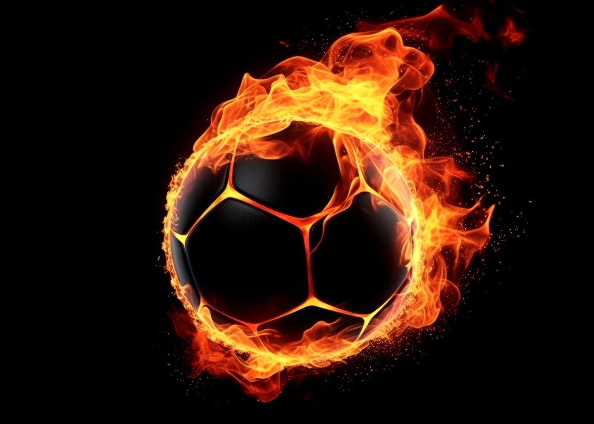 'Soccer fireball' Poster, picture, metal print, paint by FotoKonzepte ...