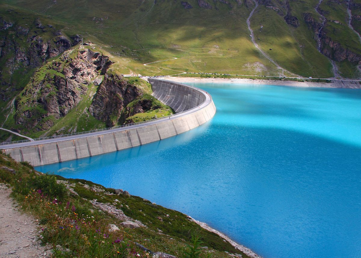 'Blue lake dam' Poster, picture, metal print, paint by DragonOfMercy ...