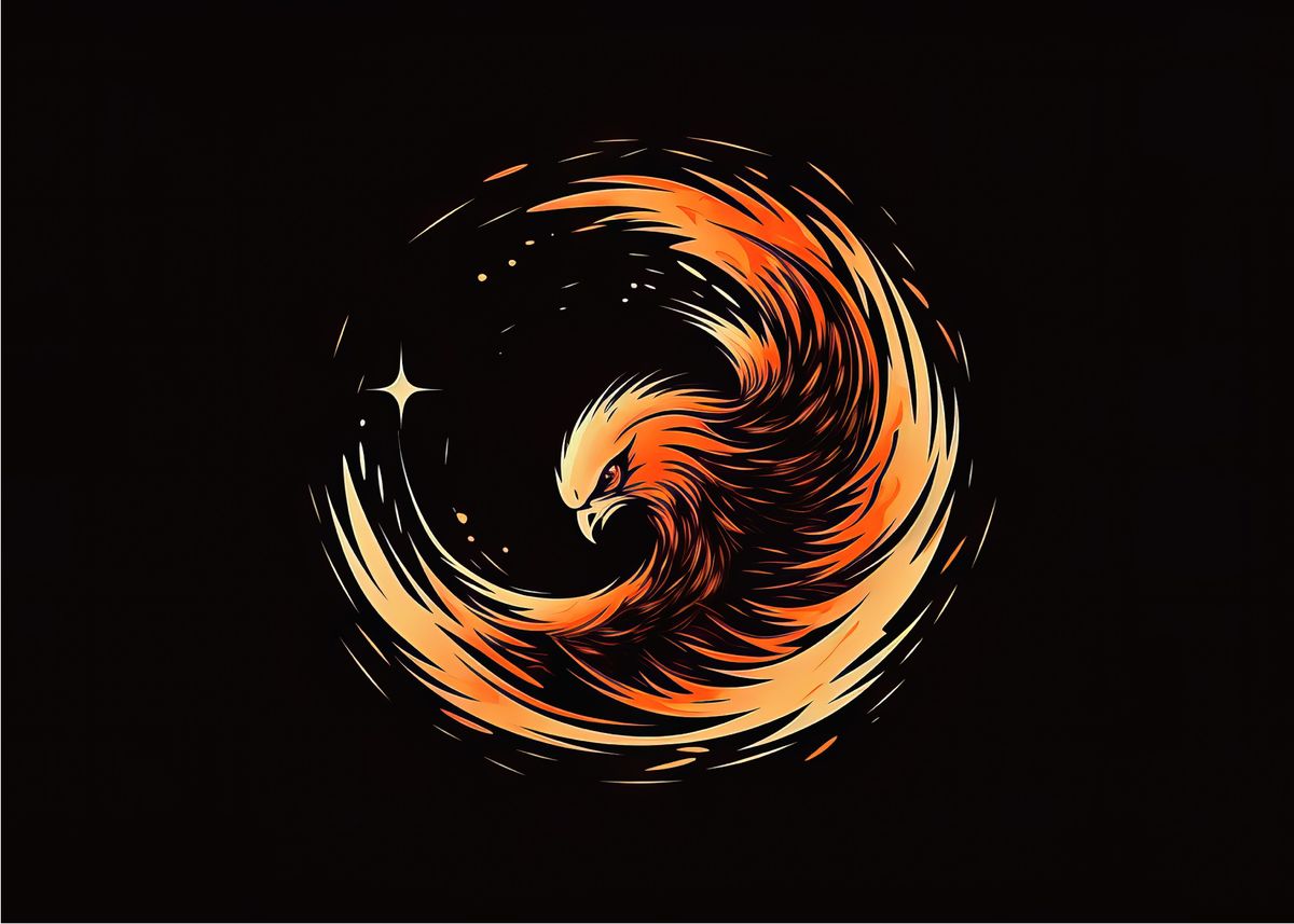 'Sun Phoenix' Poster, picture, metal print, paint by Anil Gamble | Displate