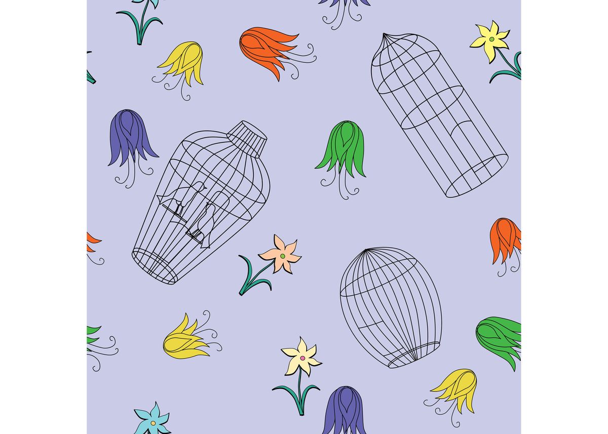 'Seamless pattern of cages' Poster by Maryna Mykhalska | Displate