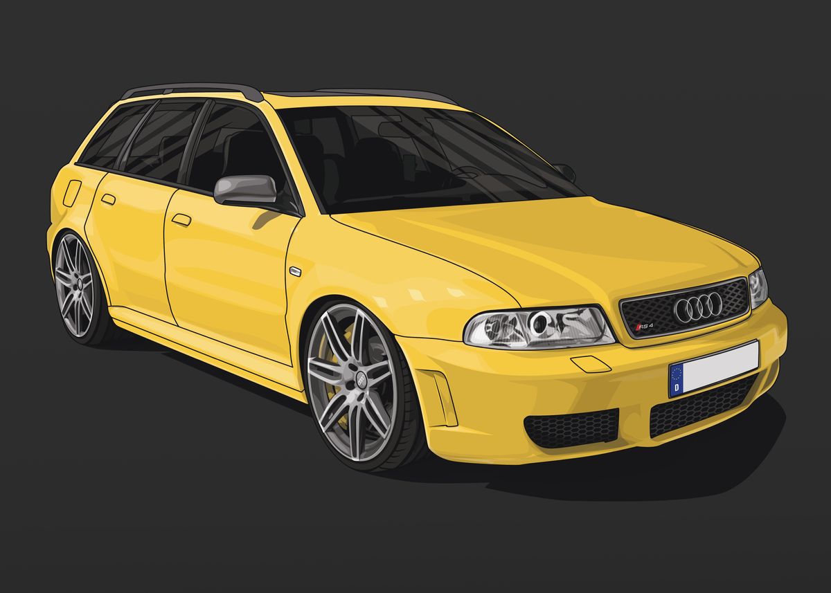 'Audi RS4 B5 Imolagelb' Poster, picture, metal print, paint by ...